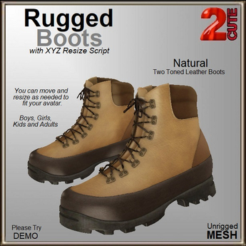 Second Life Marketplace - Rugged Boots [2cute] Natural